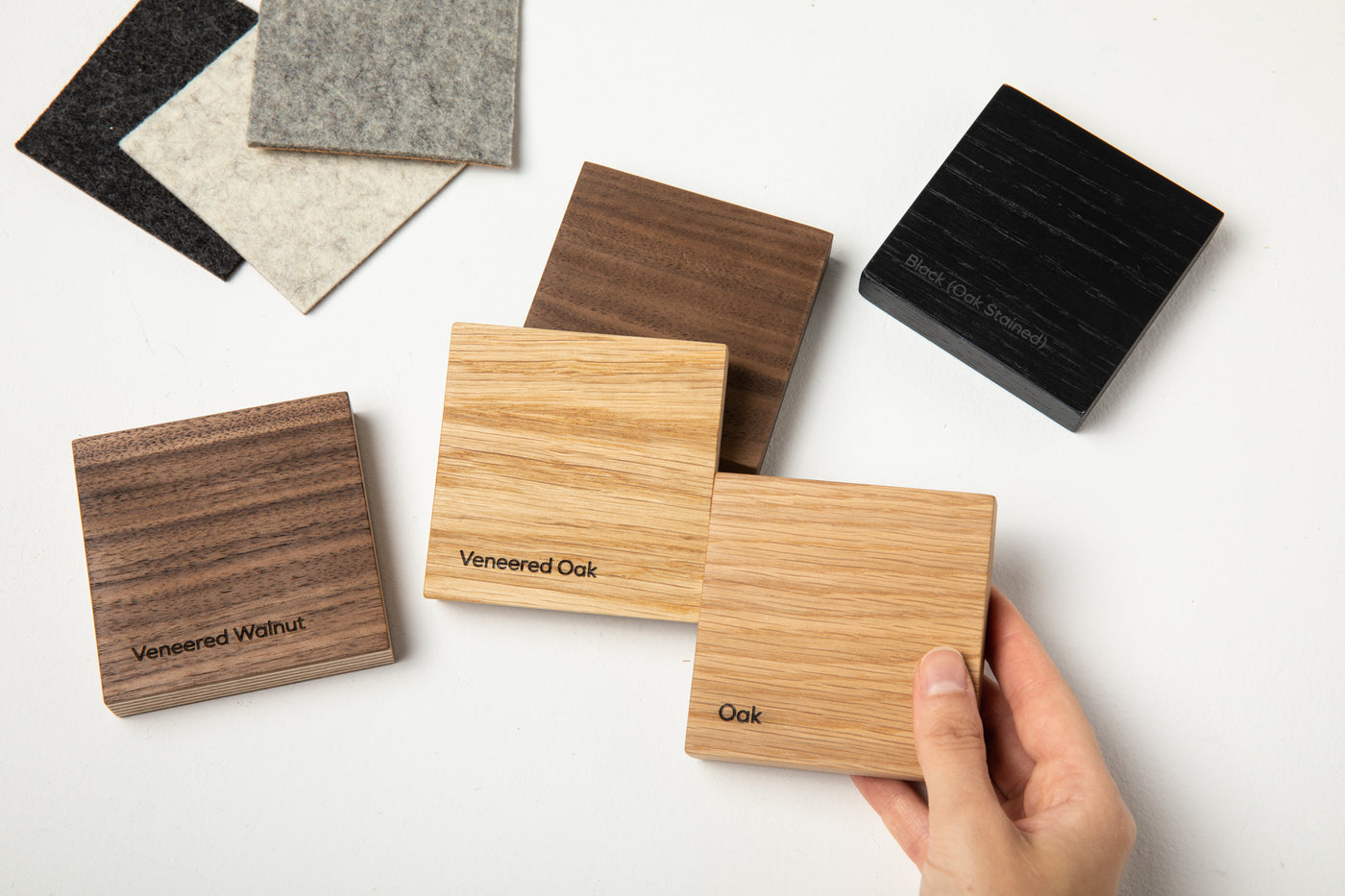 Samples Kit: solid oak/walnut wood & veneer, felt | Oakywood.shop