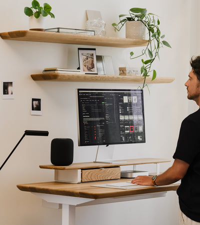 Desk Shelf Bundle | Ergonomic Monitor Stand with Drawer for Organized ...