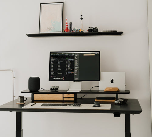 Desk Shelf Bundle | Ergonomic Monitor Stand with Drawer for Organized ...